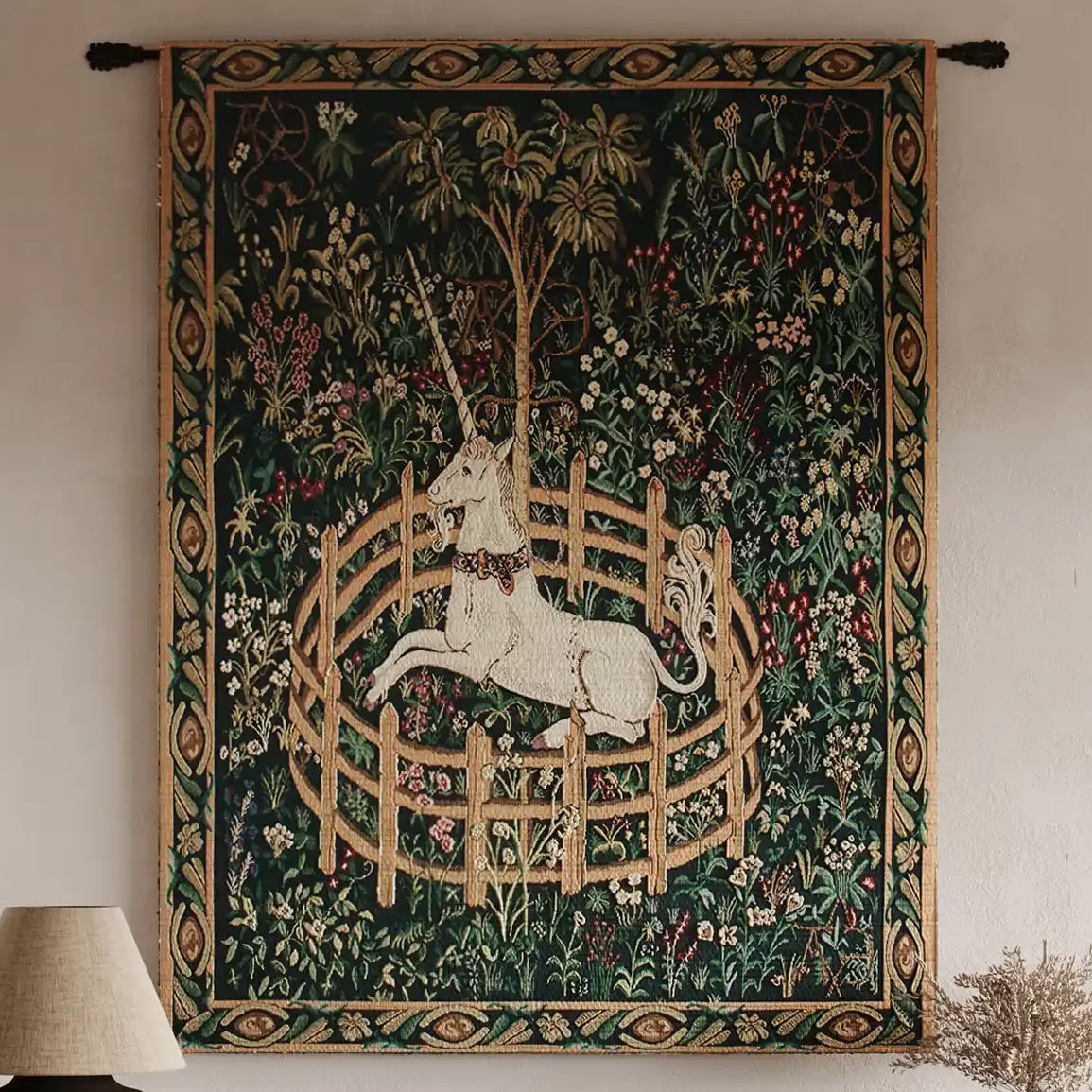 Shop Medieval Unicorn in Captivity II Tapestry with Border – Quality ...