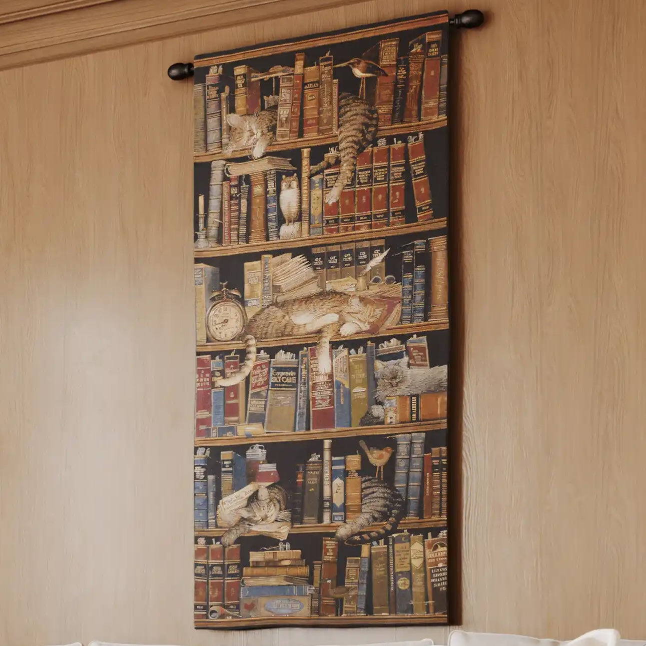 Classic Tails Library Cats Wall Tapestry | Stylish Wall Art