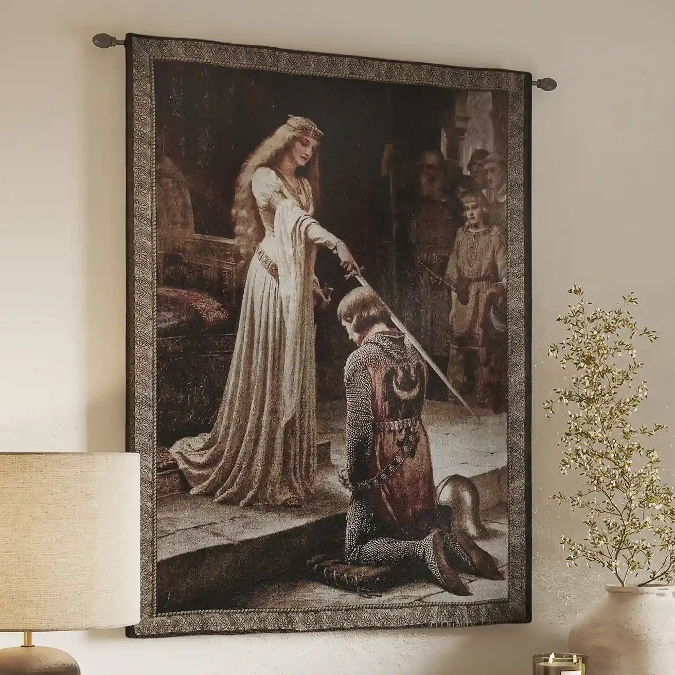 Edmund Leighton The Accolade Tapestry | Regal Medieval Art