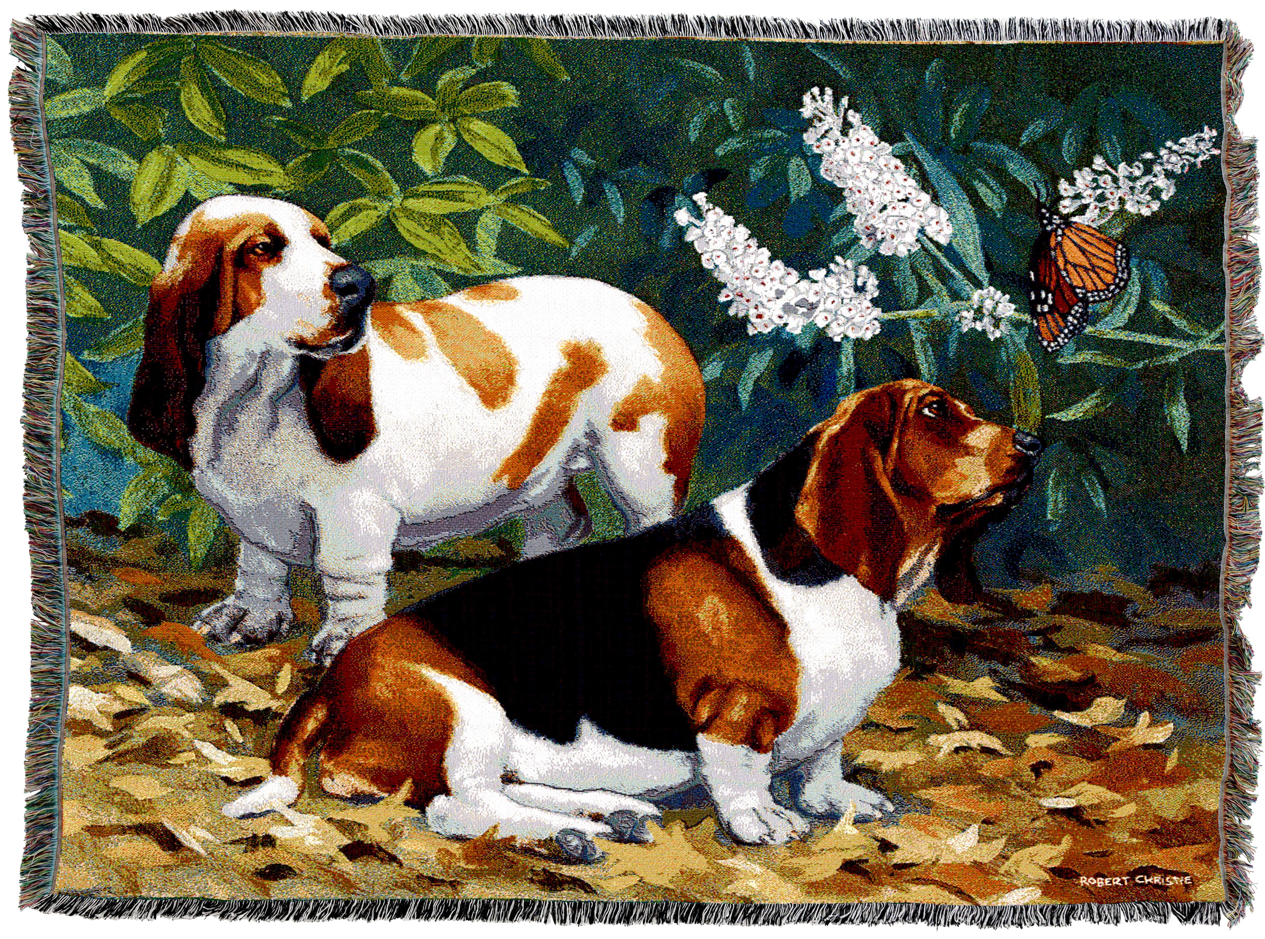 Basset Hound and Butterfly Throw – Quality Tapestries Inc.